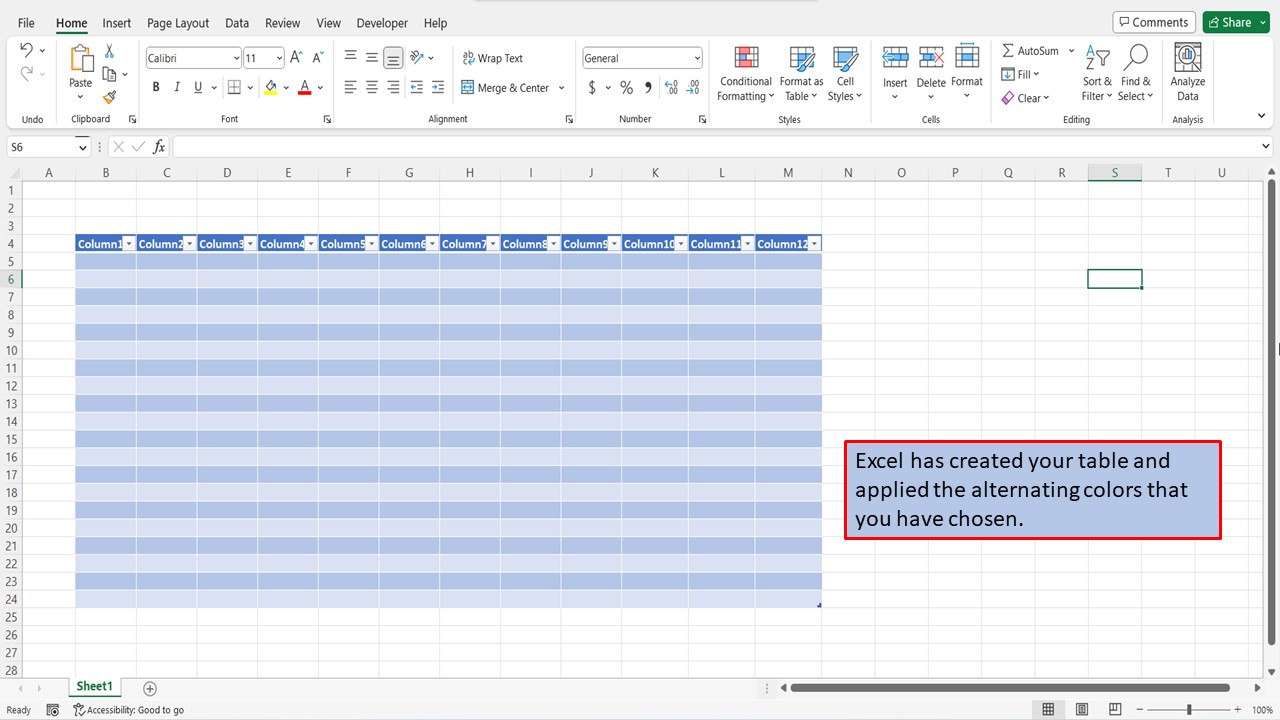 How To Apply Color To Alternate Rows In Excel 365 Using Format As Table ...