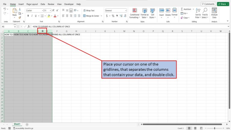 Easily Expand All Columns In Excel At Once