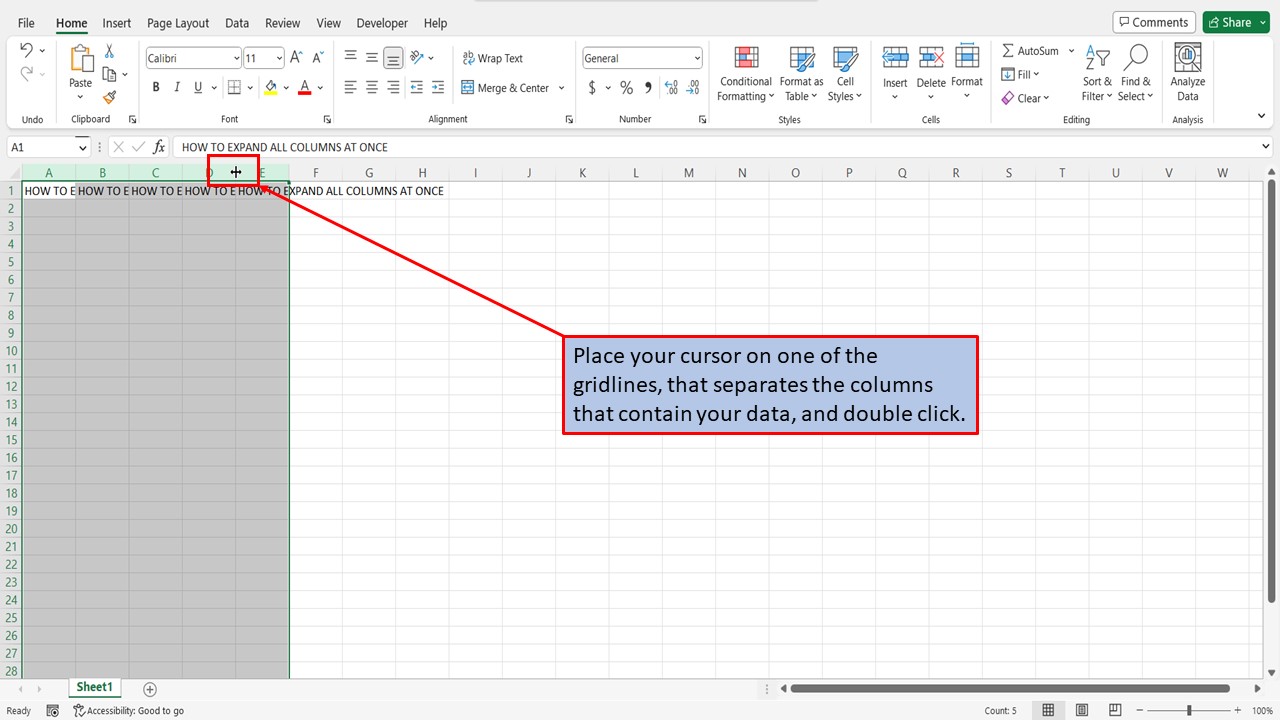 Easily Expand All Columns In Excel At Once