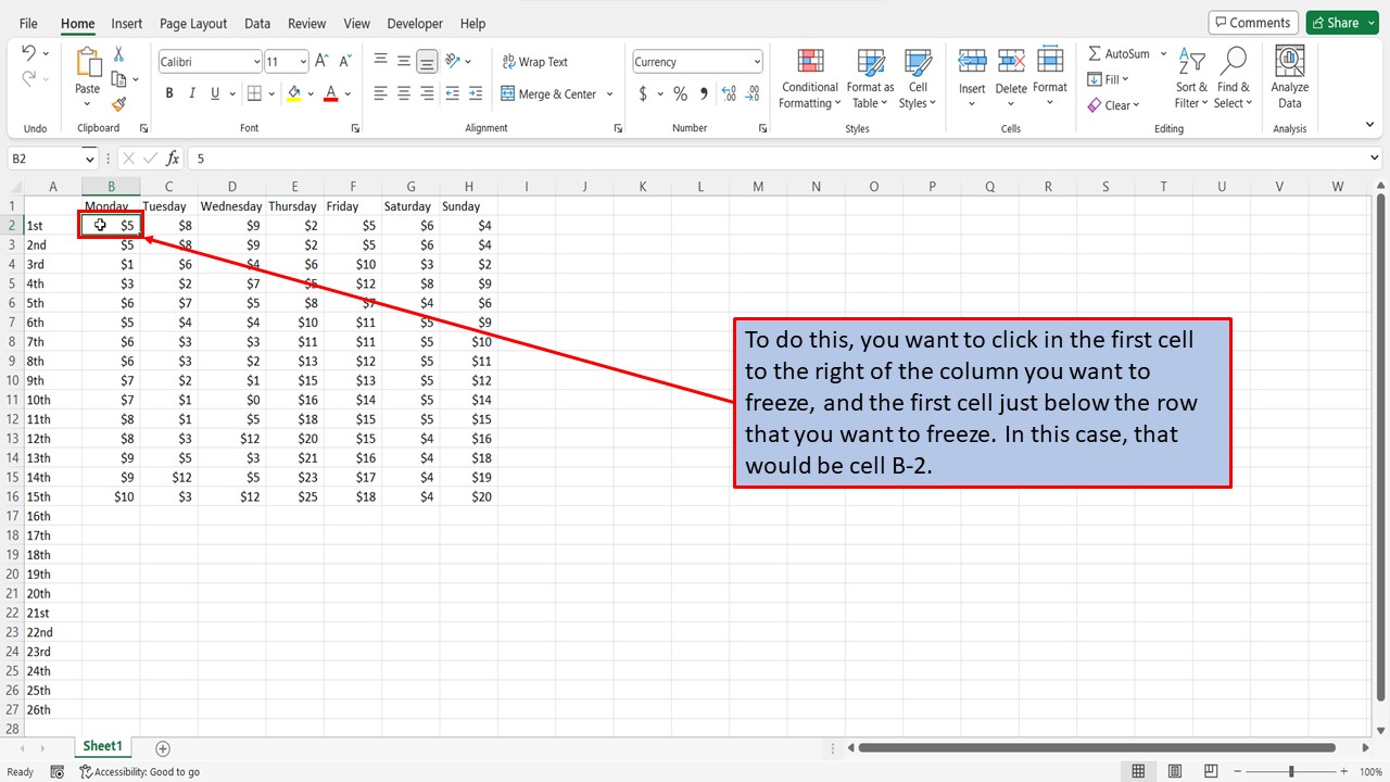 How To Freeze Top Row And First Column In Excel 365 - Mark's Excel Tips