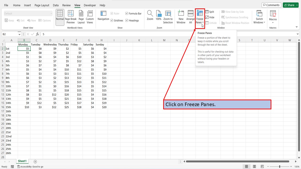 How To Freeze Top Row And First Column In Excel 365 - Mark's Excel Tips