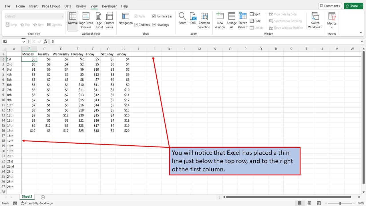 How To Freeze Top Row And First Column In Excel 365 - Mark's Excel Tips