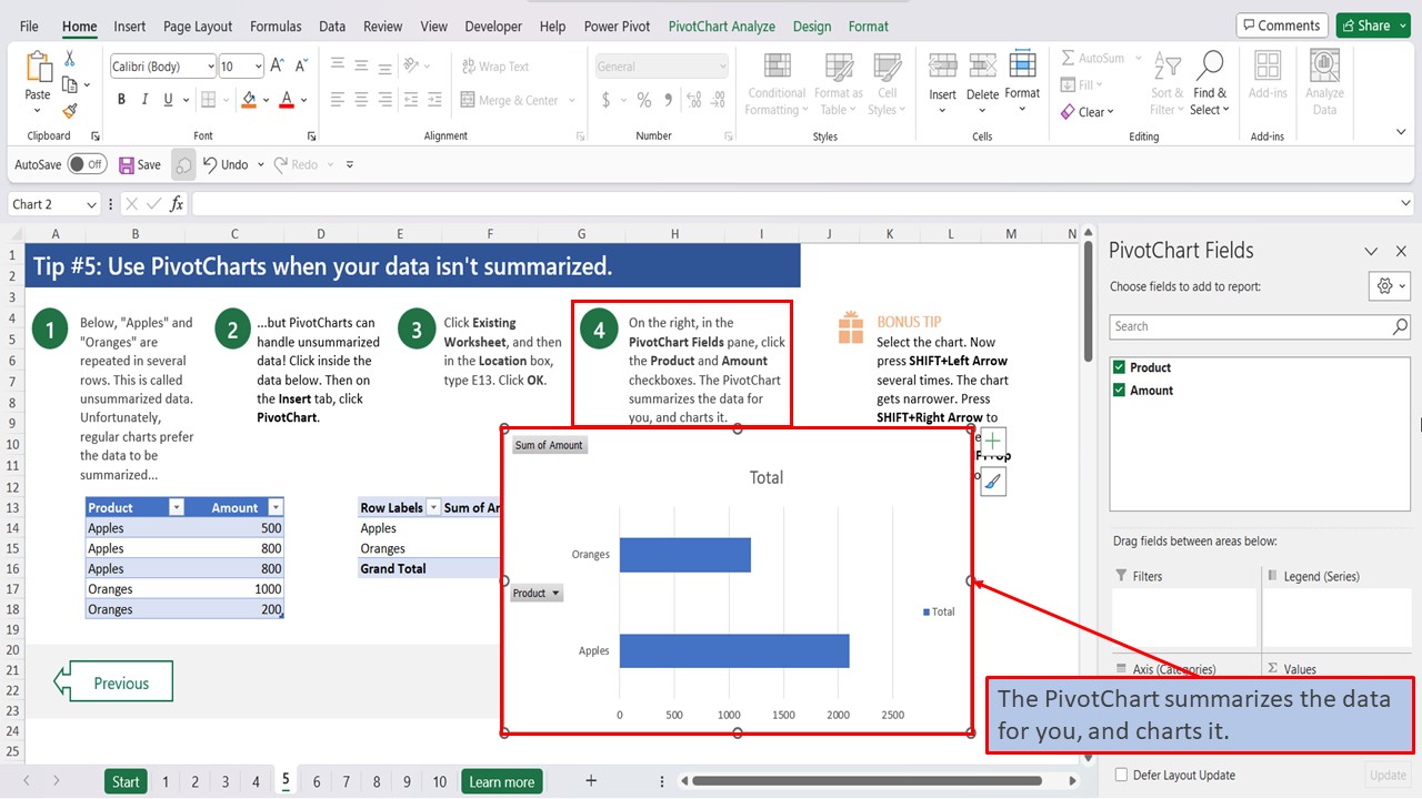 Ten Tips For Excel Charts | Tip # 5 | Use Pivot Charts when your data isn’t summarized - Mark's ...