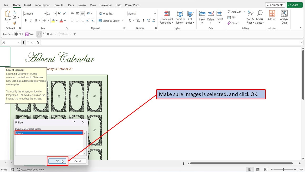 Easy To create Editable Christmas Advent Calendar For Excel - Mark's Excel Tips