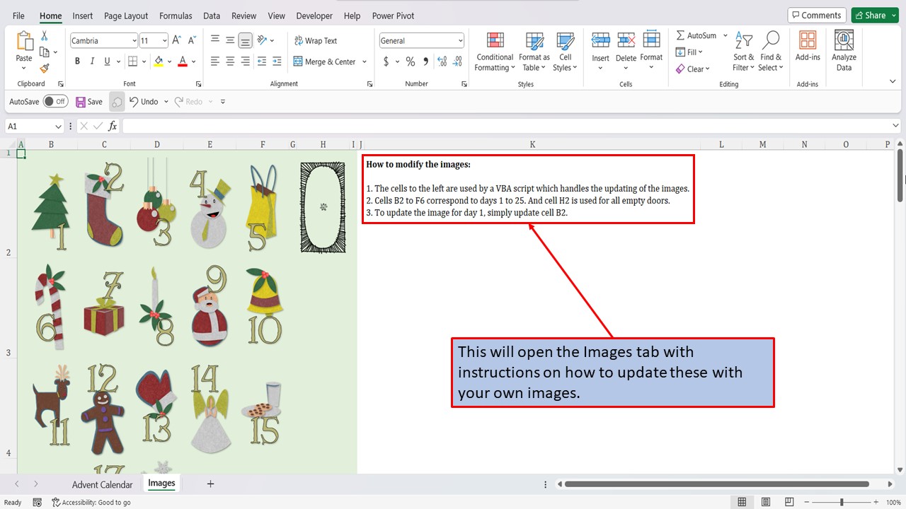Easy To create Editable Christmas Advent Calendar For Excel - Mark's Excel Tips