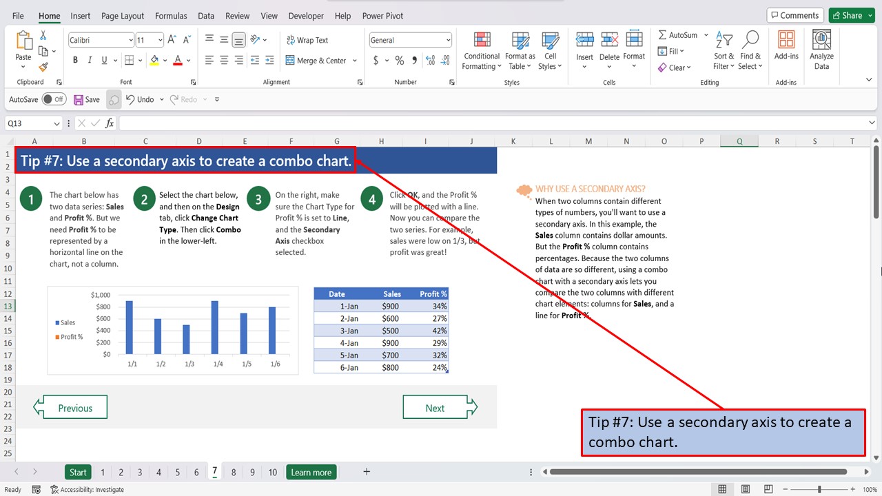 Ten Tips For Excel Charts | Tip # 7 | Use a secondary axis to create a combo chart - Mark's ...