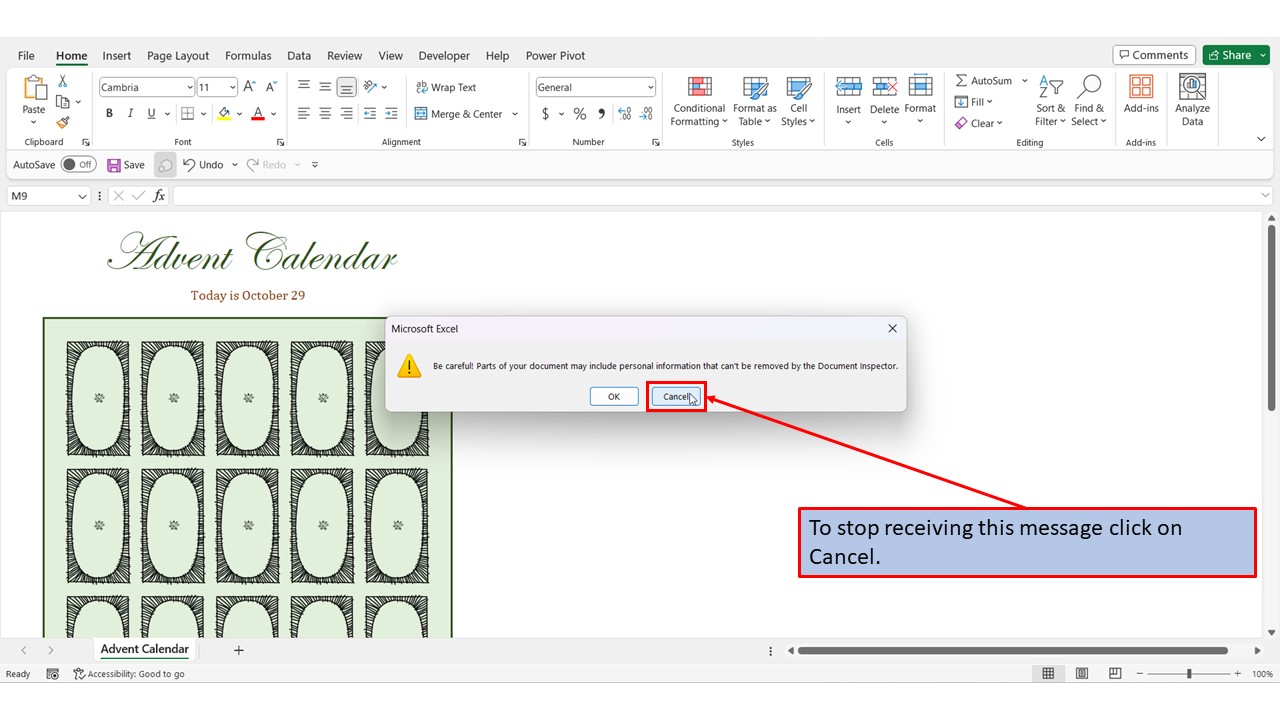 Easy To create Editable Christmas Advent Calendar For Excel - Mark's ...