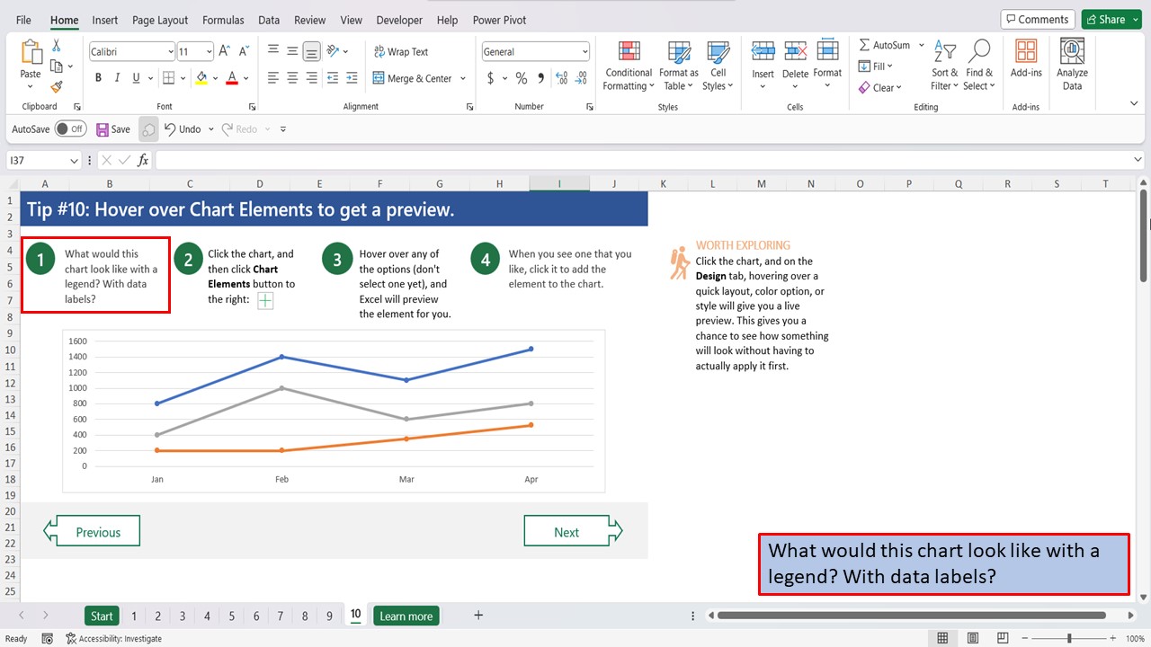Ten Tips For Excel Charts | Tip # 10 | Hover over chart elements to get ...