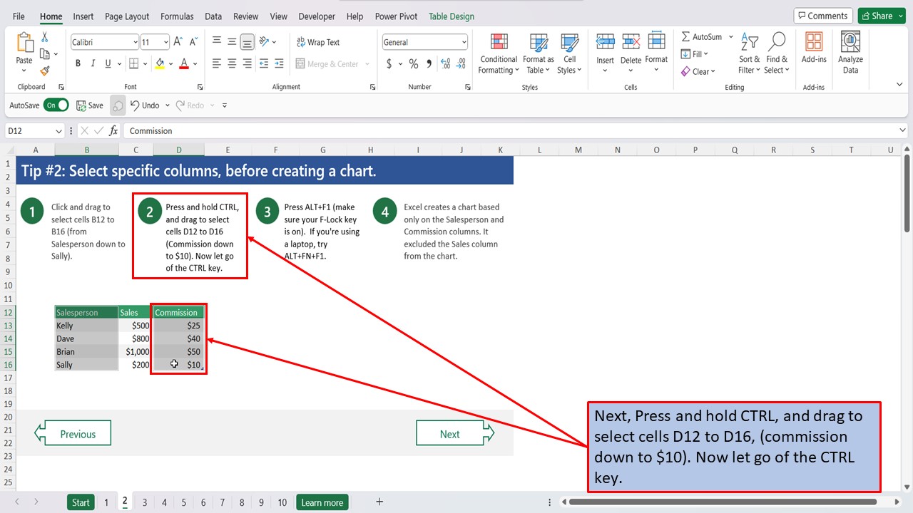 Ten Tips For Excel Charts | Tip # 2 | Select specific columns, before creating a chart - Mark's ...
