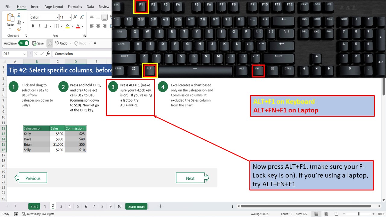 Ten Tips For Excel Charts | Tip # 2 | Select specific columns, before creating a chart - Mark's ...