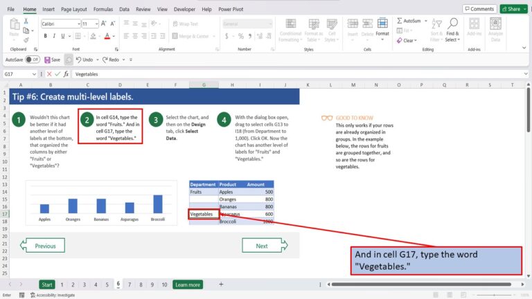 Ten Tips For Excel Charts | Tip # 6 | Create multi-level labels - Mark ...