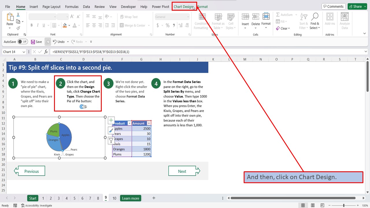 Ten Tips For Excel Charts | Tip # 9 | Split off slices into a second ...