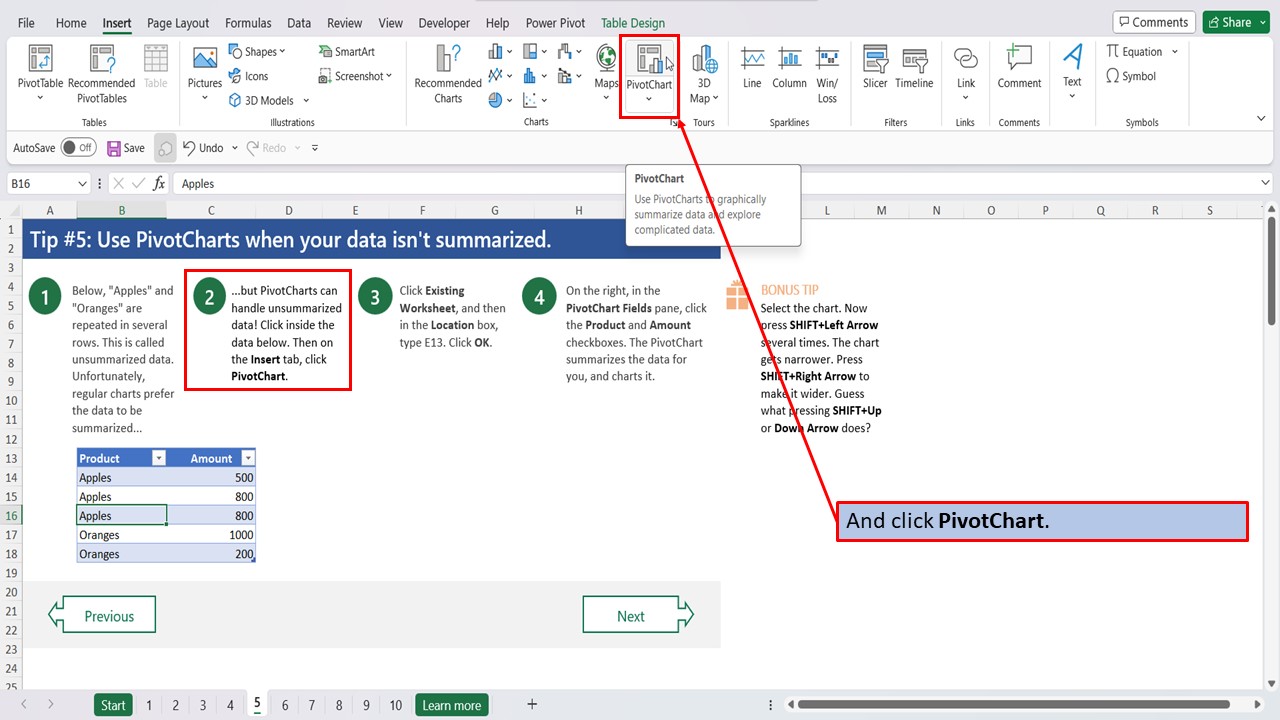 Ten Tips For Excel Charts | Tip # 5 | Use Pivot Charts when your data ...