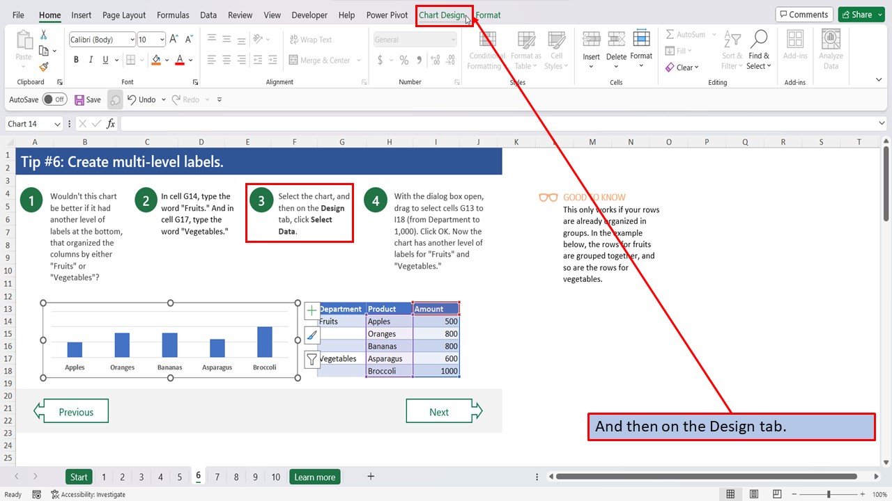 Ten Tips For Excel Charts | Tip # 6 | Create multi-level labels - Mark's Excel Tips