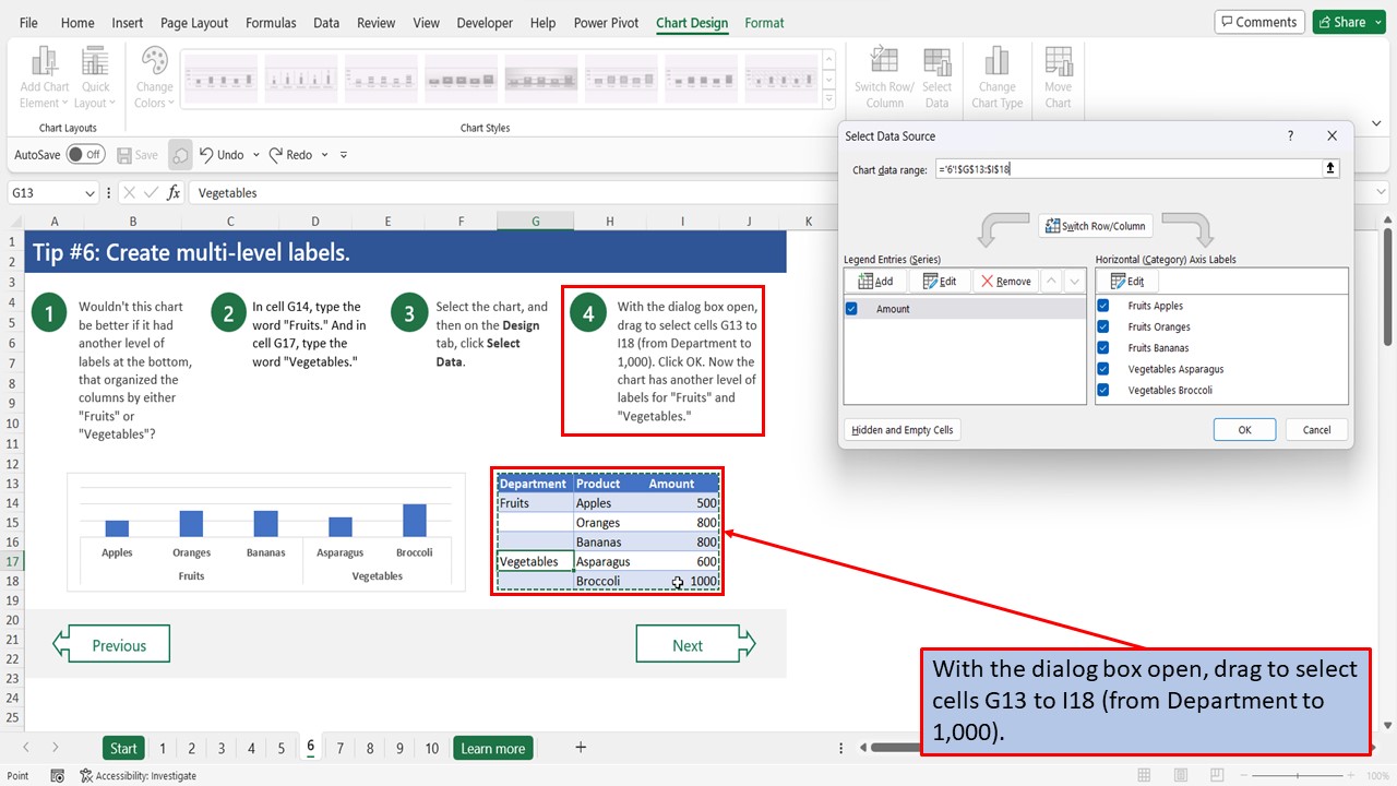 Ten Tips For Excel Charts | Tip # 6 | Create multi-level labels - Mark's Excel Tips