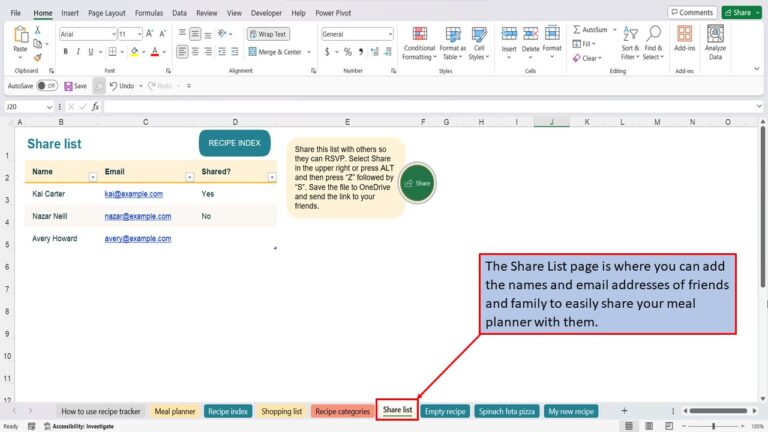 Create The Ultimate Meal Planner Template Using Excel 365 - Mark's ...