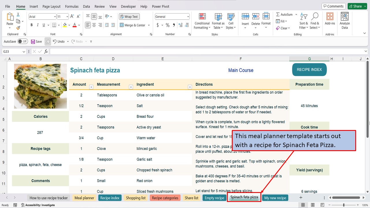 Create The Ultimate Meal Planner Template Using Excel 365 - Mark's ...