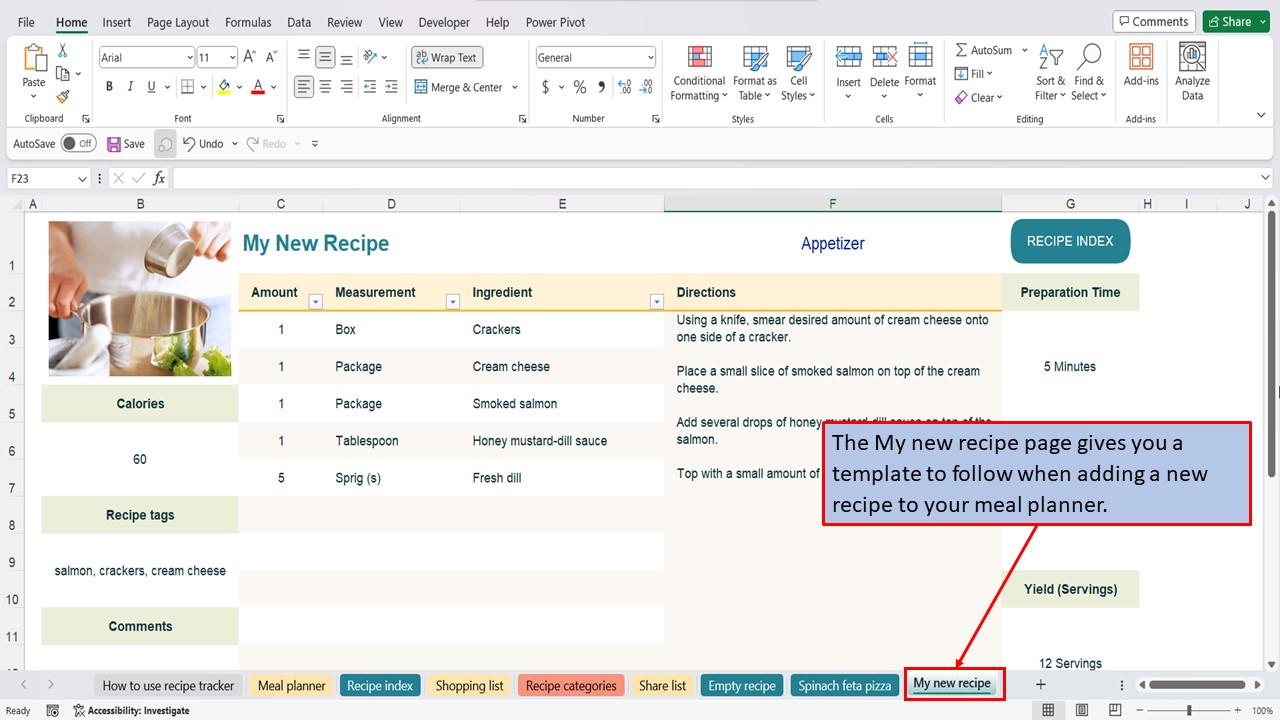 Create The Ultimate Meal Planner Template Using Excel 365 - Mark's ...