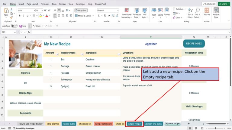 Create The Ultimate Meal Planner Template Using Excel 365 - Mark's ...