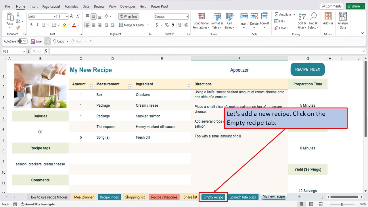 Create The Ultimate Meal Planner Template Using Excel 365 - Mark's ...
