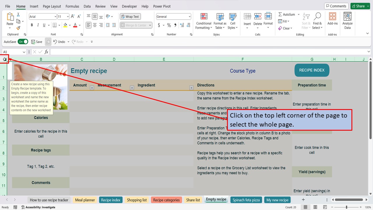Create The Ultimate Meal Planner Template Using Excel 365 - Mark's ...