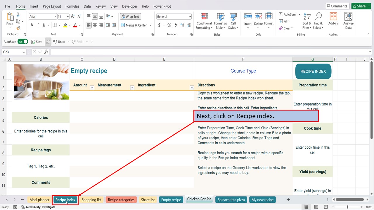 Create The Ultimate Meal Planner Template Using Excel 365 - Mark's ...