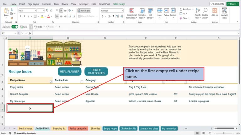 Create The Ultimate Meal Planner Template Using Excel 365 - Mark's ...