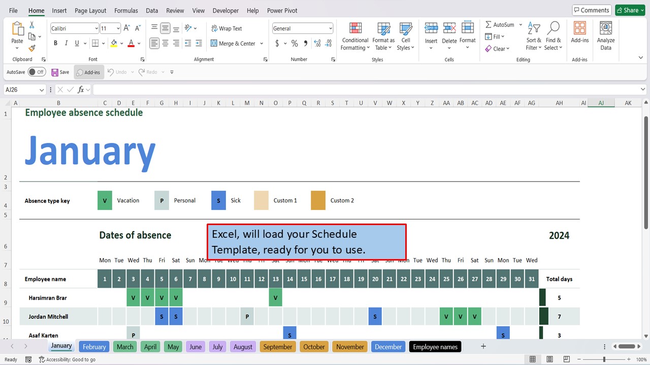 How to Create A Schedule Template in Excel 365 - Mark's Excel TipsMark ...