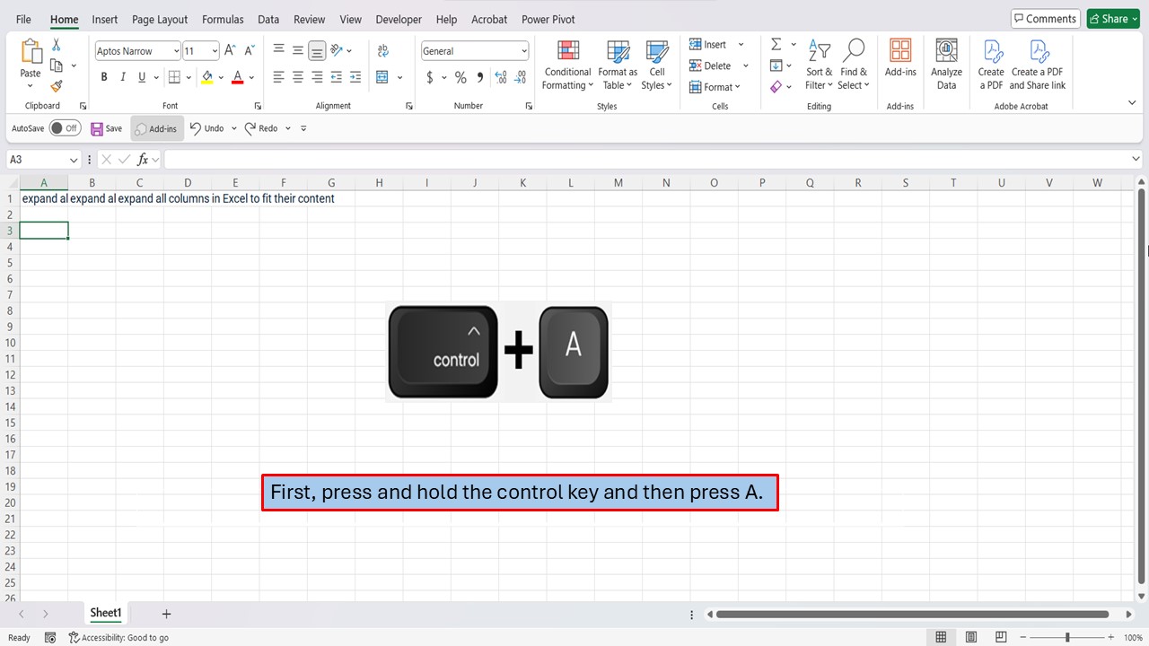 How To Expand All Columns Using Only Shortcut Keys In Excel 365 - Mark ...