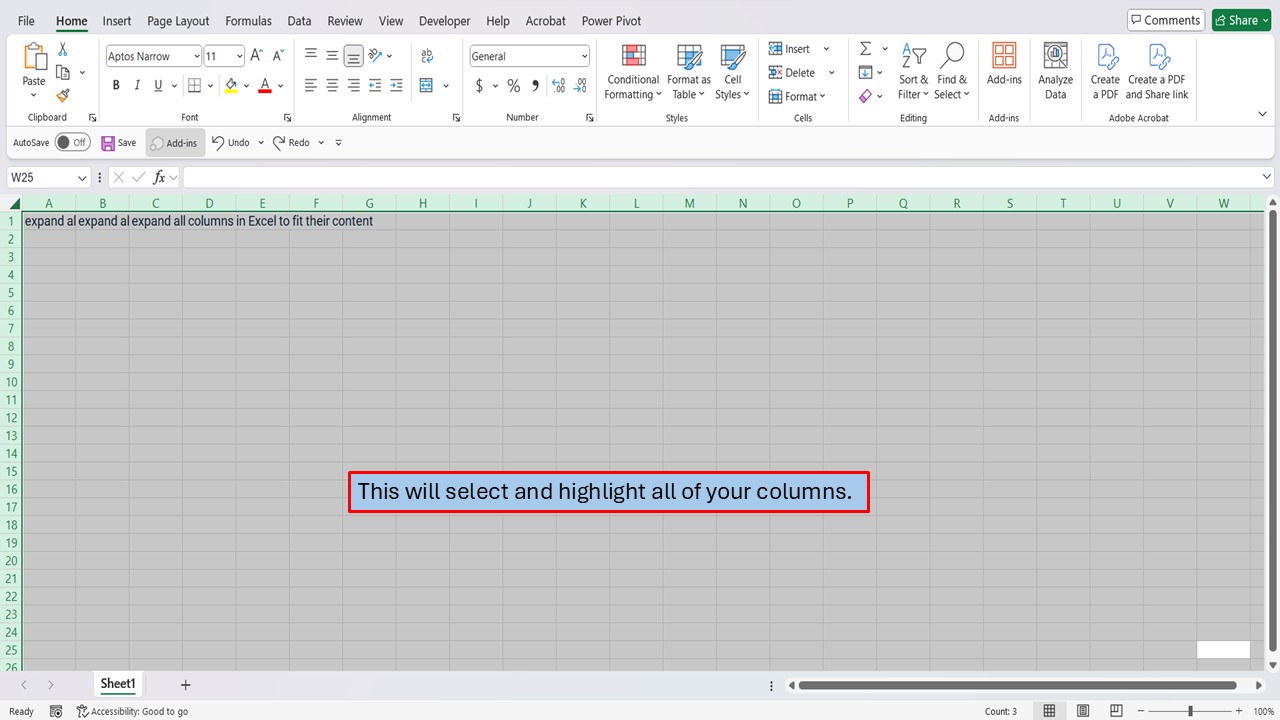 How To Expand All Columns Using Only Shortcut Keys In Excel 365 - Mark ...