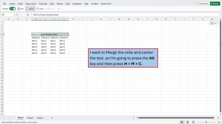 How to Merge Cells in Excel Using Only Shortcut Keys - Mark's Excel Tips