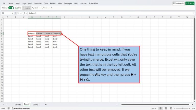 How to Merge Cells in Excel Using Only Shortcut Keys - Mark's Excel Tips