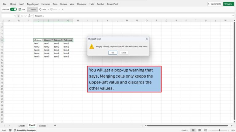How to Merge Cells in Excel Using Only Shortcut Keys - Mark's Excel Tips