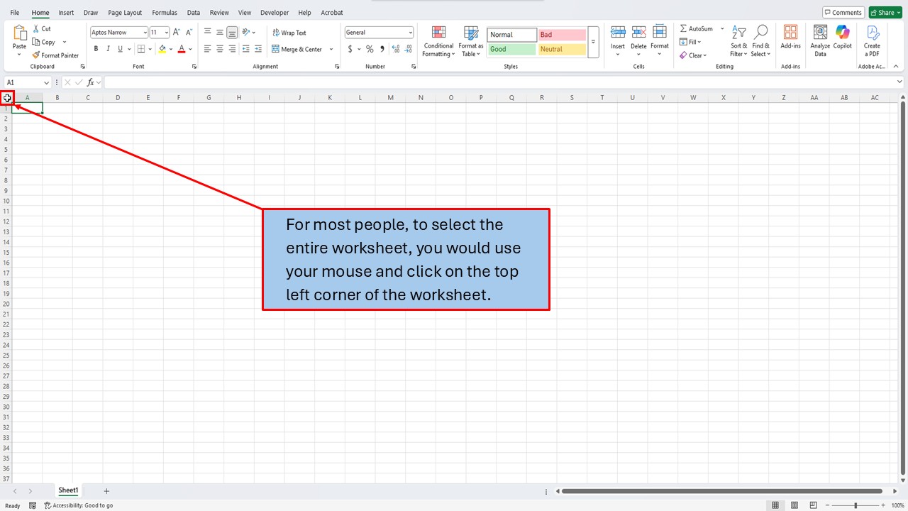 Select the Entire Worksheet in Excel Using ONLY Shortcut Keys - Mark's ...