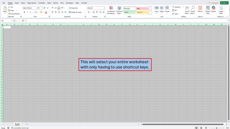 Select the Entire Worksheet in Excel Using ONLY Shortcut Keys - Mark's ...