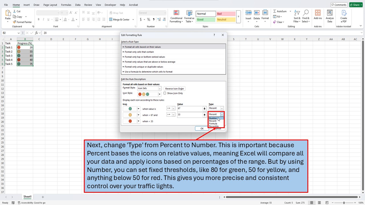 How To Use Conditional Formatting Traffic Lights In Excel - Mark's ...