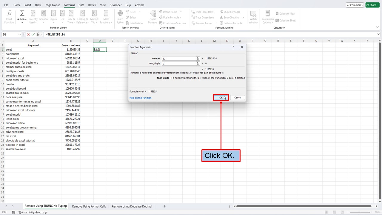 How To Remove Numbers After the Decimal in Excel - Mark's Excel Tips