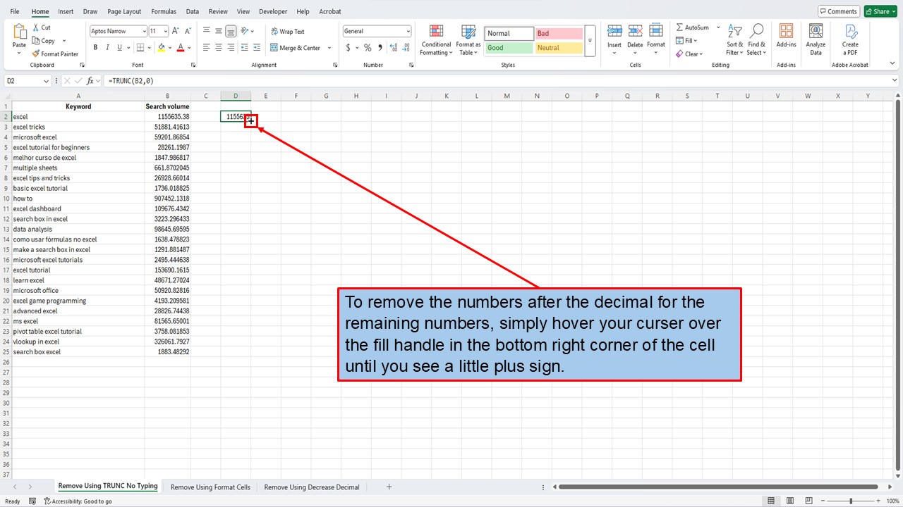 How To Remove Numbers After the Decimal in Excel - Mark's Excel Tips
