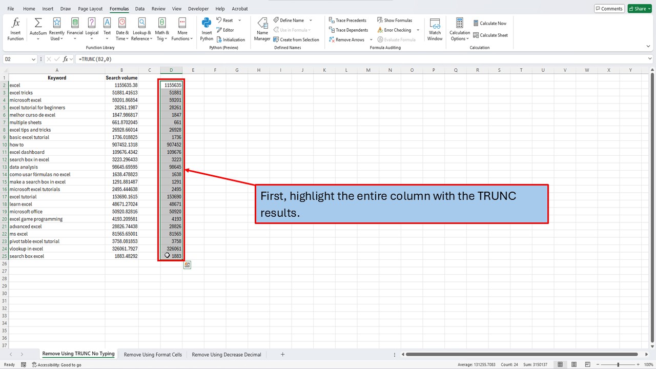 How To Remove Numbers After The Decimal In Excel Marks Excel Tips