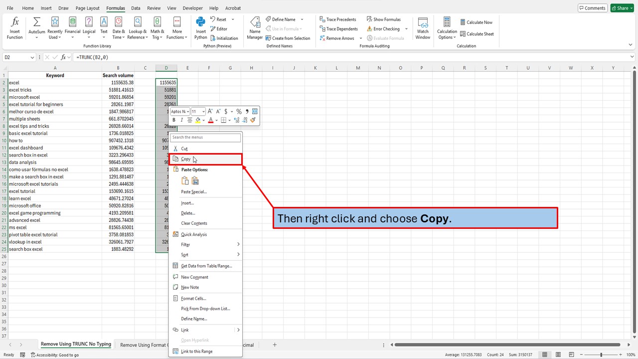 How To Remove Numbers After the Decimal in Excel - Mark's Excel Tips