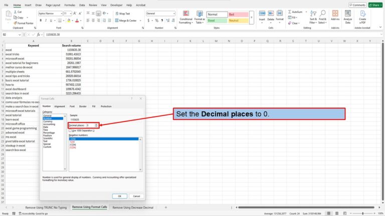 How To Remove Numbers After The Decimal In Excel Marks Excel Tips