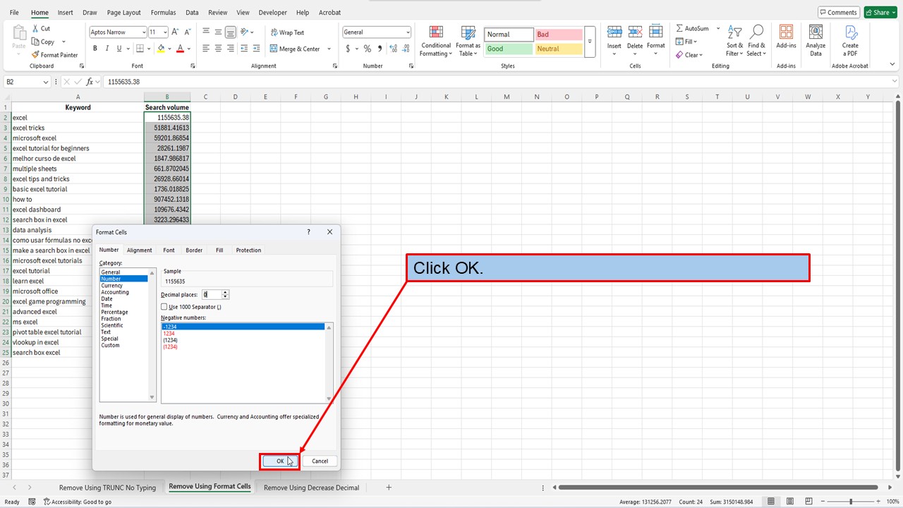 How To Remove Numbers After The Decimal In Excel Marks Excel Tips