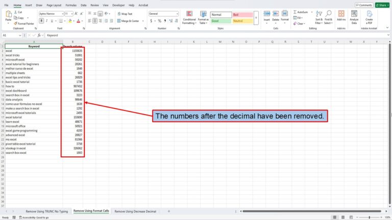 How To Remove Numbers After the Decimal in Excel - Mark's Excel Tips