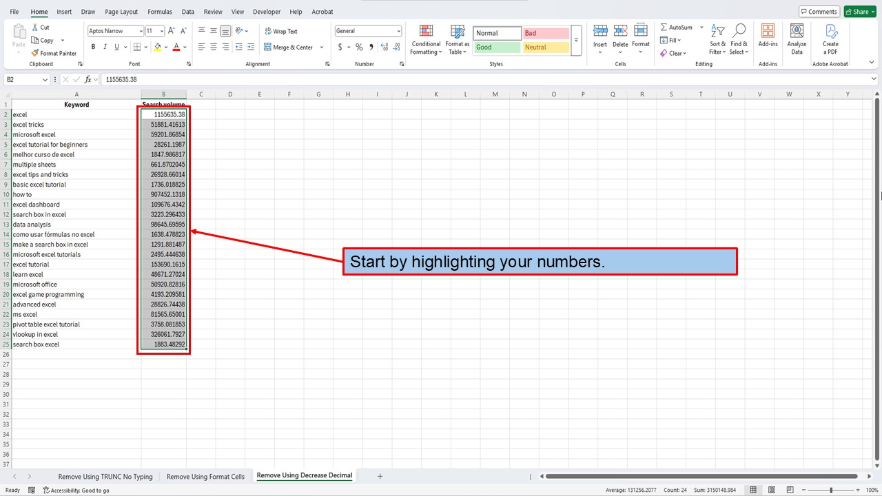 How To Remove Numbers After the Decimal in Excel - Mark's Excel Tips