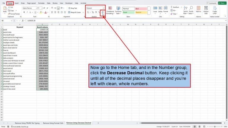 How To Remove Numbers After the Decimal in Excel - Mark's Excel Tips
