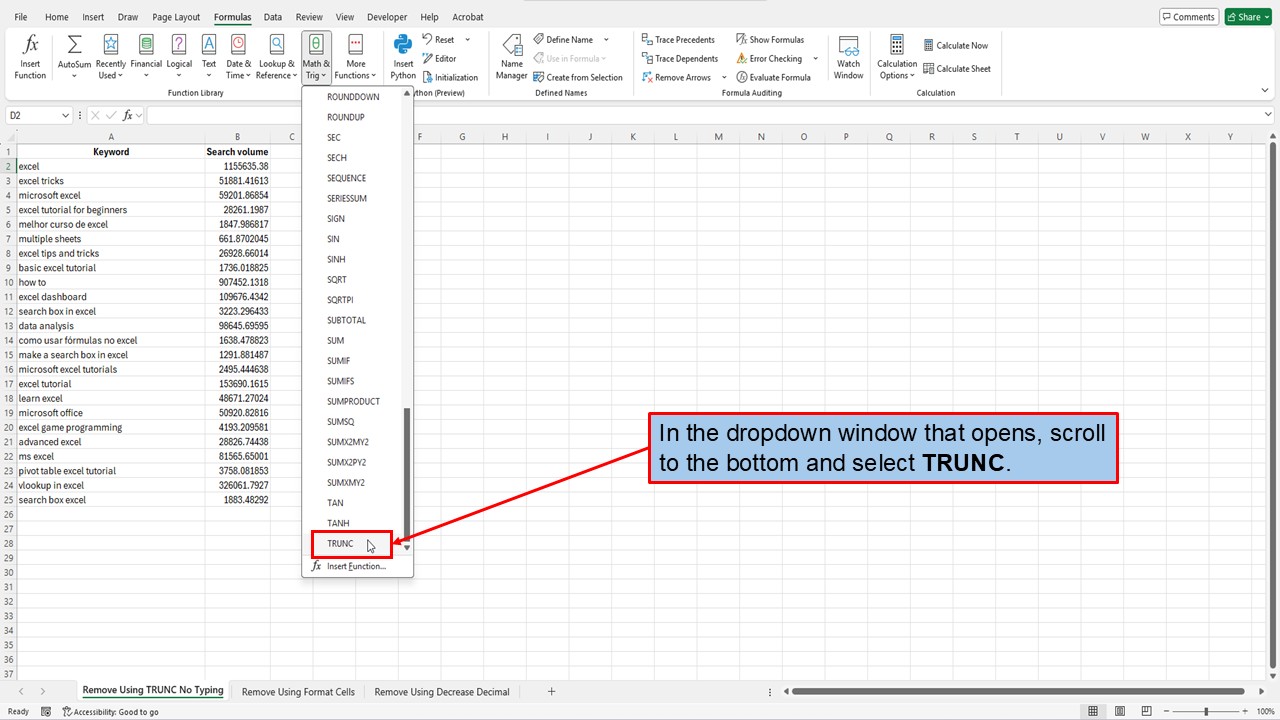 How To Remove Numbers After the Decimal in Excel - Mark's Excel Tips