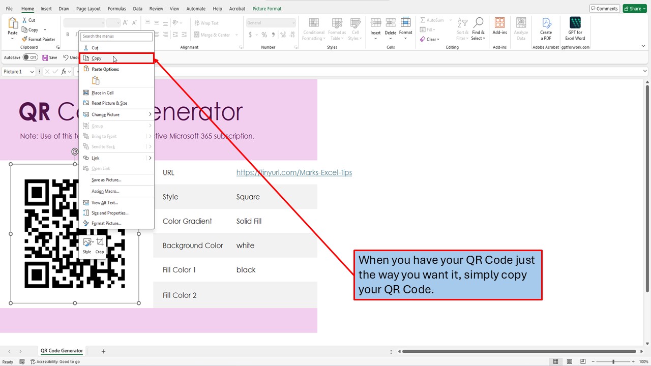 How to Use the Excel QR Code Generator in Excel 365 (Step-by-Step Guide) - Mark's Excel Tips