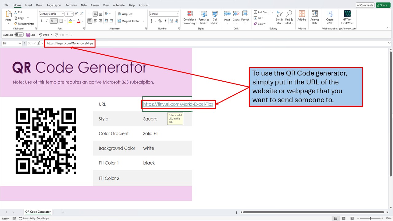 How to Use the Excel QR Code Generator in Excel 365 (Step-by-Step Guide) - Mark's Excel TipsMark ...